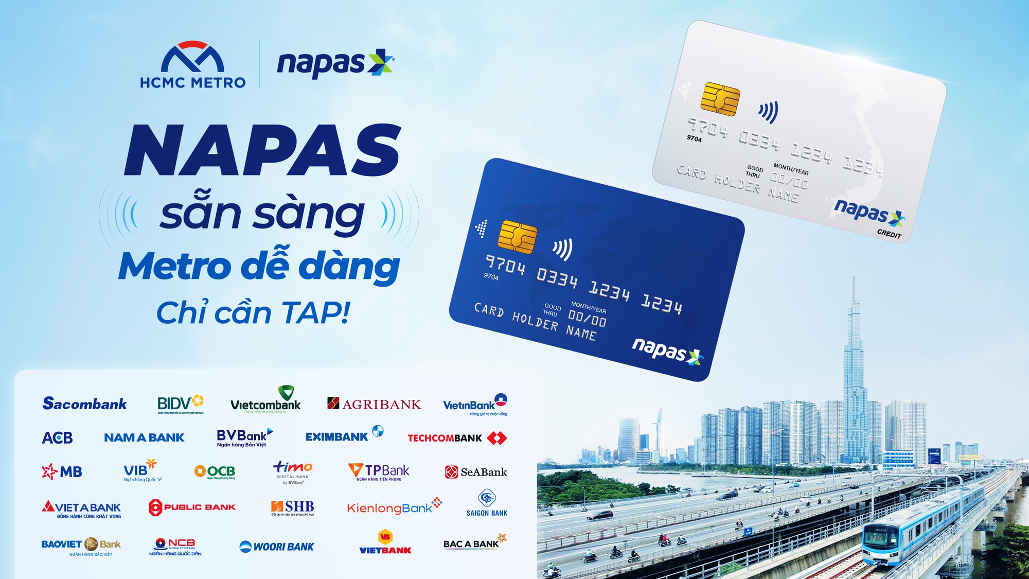 Thẻ NAPAS chính thức được triển khai trên tuyến Metro Số 1 TPHCM